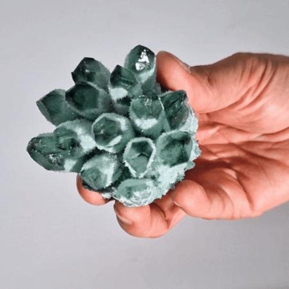 Green Ghost Quartz Cluster, Natural Green Quartz Cluster, Big Crystal ...