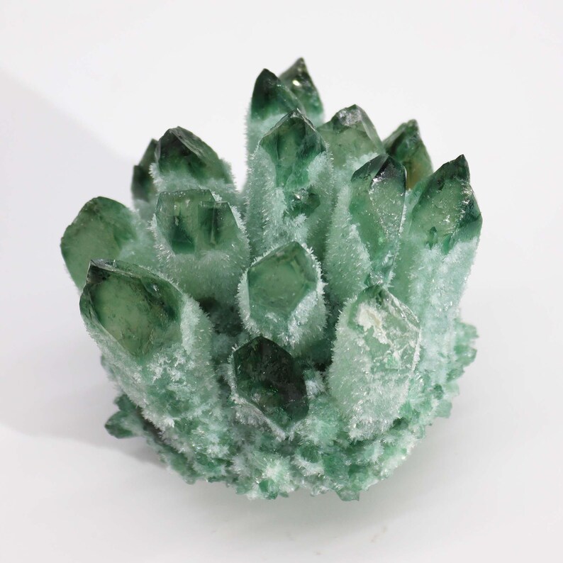 Green Ghost Quartz Cluster, Natural Green Quartz Cluster, Big Crystal ...
