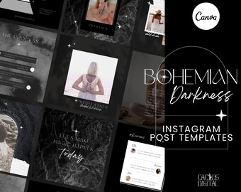 Black Instagram Post Templates Engagement Booster Canva - Etsy
