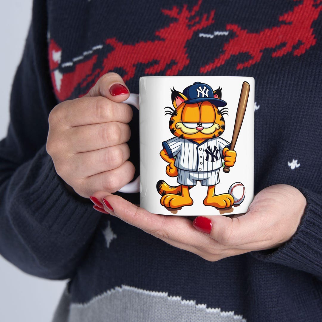 Garfield Baseball Ceramic Mug, Funny Cat Coffee Cup, Gift for Garfield ...