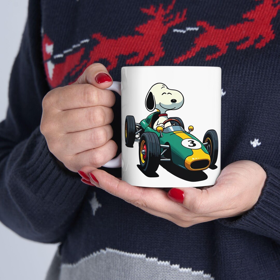 Snoopy Racer Ceramic Mug Peanuts Fan Gift, Coffee Cup, Tea Mug, Snoopy ...