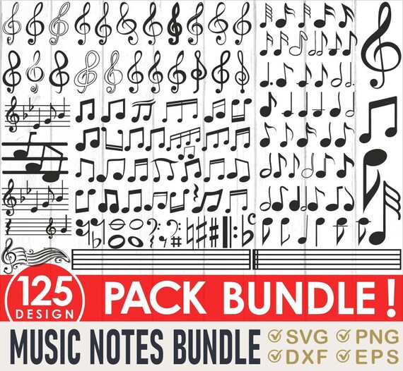 Musical Notes Svg Bundle Music Svg Treble Svg Treble Clef | Etsy UK