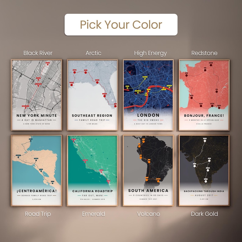 Personalized Travel Route Map: Custom Adventure Wall Art (digital Print ...