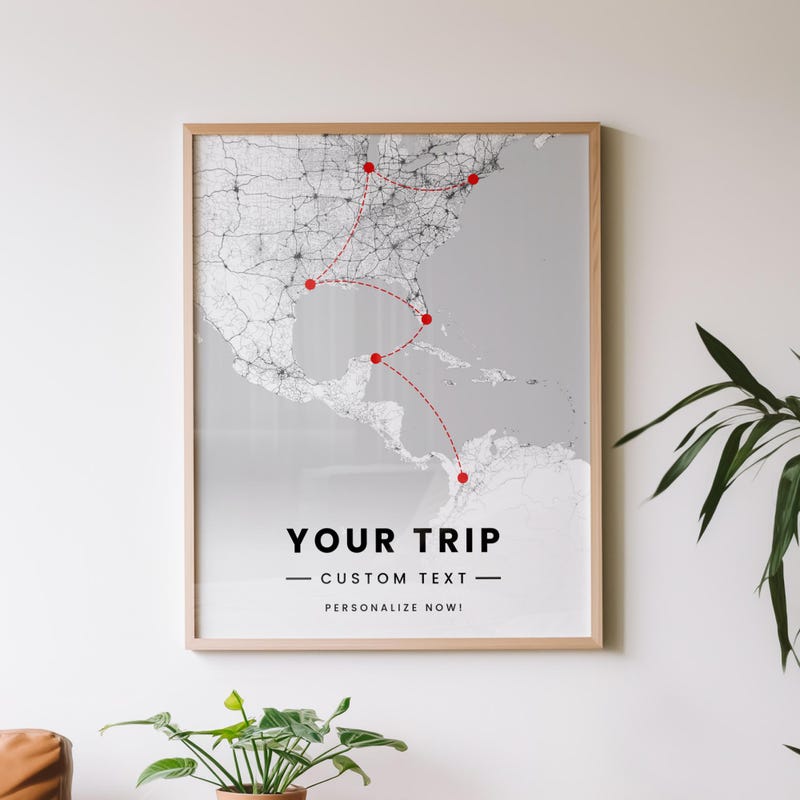 Travel Maps With Route - Etsy