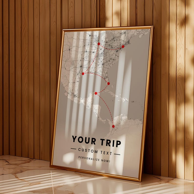 Personalized Travel Route Map Print: Custom Adventure Wall Art - Etsy