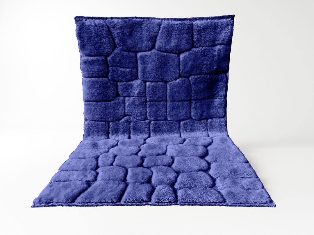 Deep Indigo Blue Moroccan Beni Ourain Rug, Handwoven Wool Carpet With ...