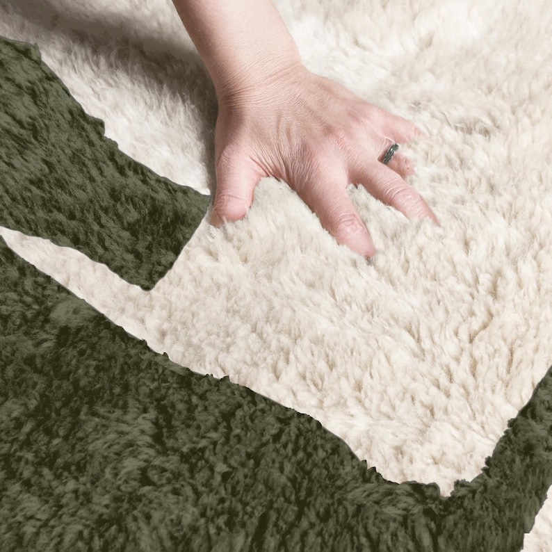 Custom Sage Green Moroccan Rug, Abstract Beni Ourain Rug, Handmade ...