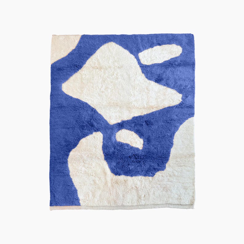Custom Blue Ivory Moroccan Runner Rug, Handmade Berber Wool Carpet ...