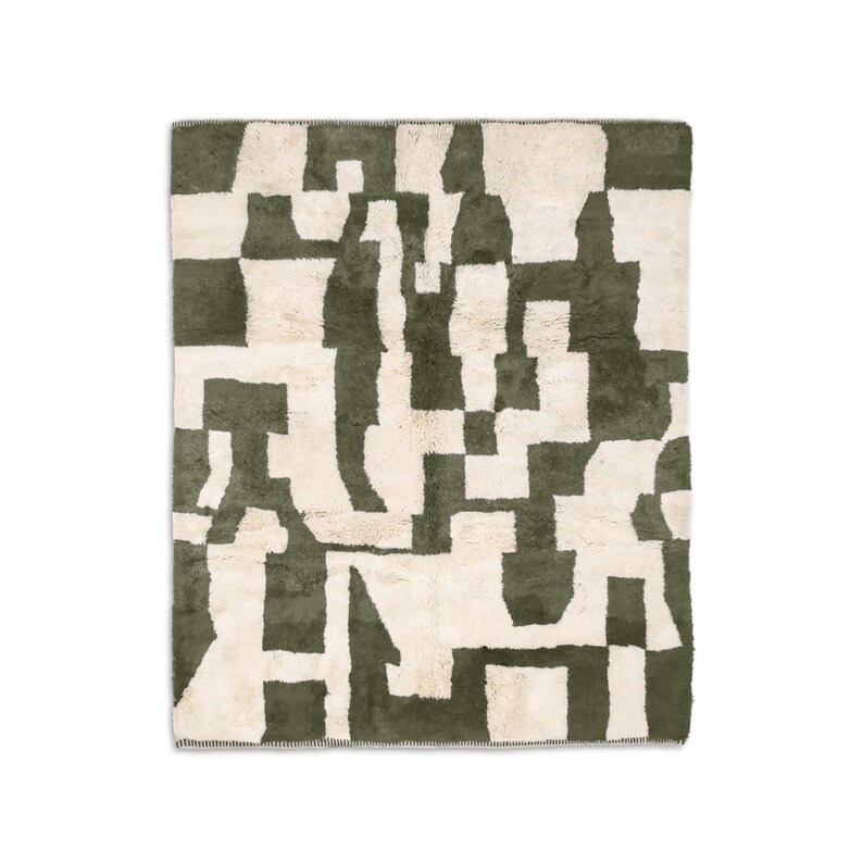 Custom Sage Green Moroccan Rug, Abstract Beni Ourain Rug, Handmade ...