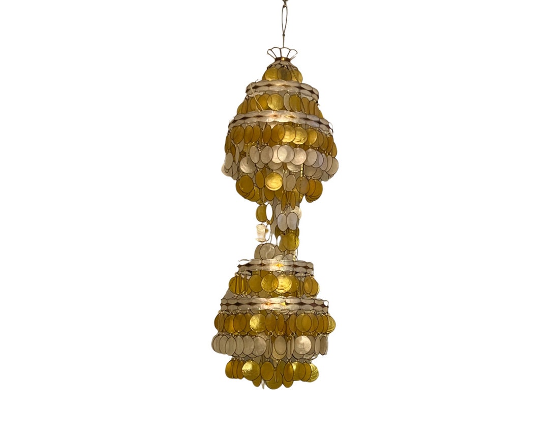 Mid Century Modern Vintage Shell Hanging Lamp Chandelier Brass - Etsy