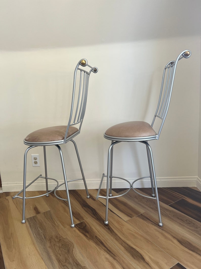 Mid Century Modern Charleston Forge Pair Barstools Swivel Barstools ...