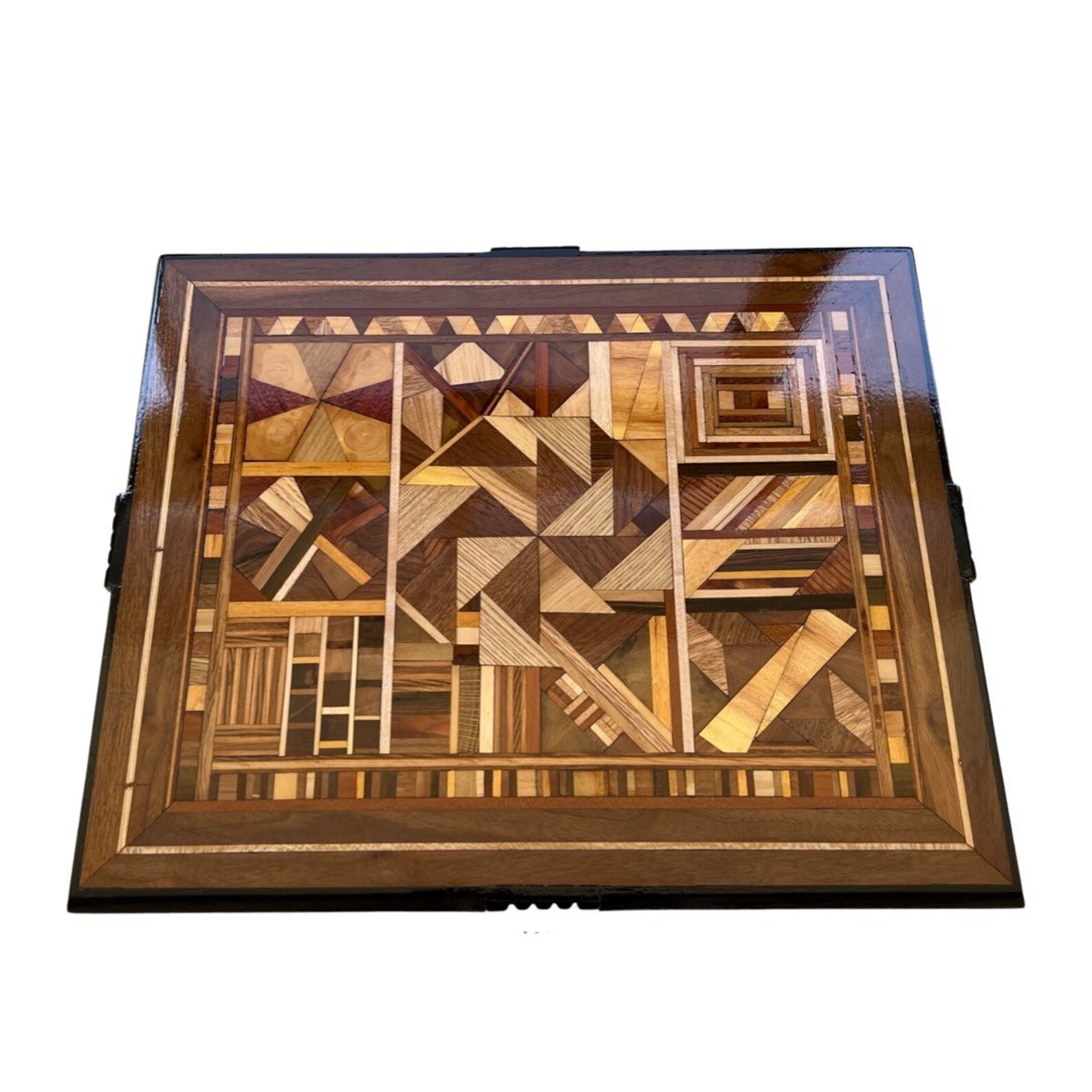 Vintage Art Deco Marquetry Inlay Wood Table Prison Tramp Art Streamline ...