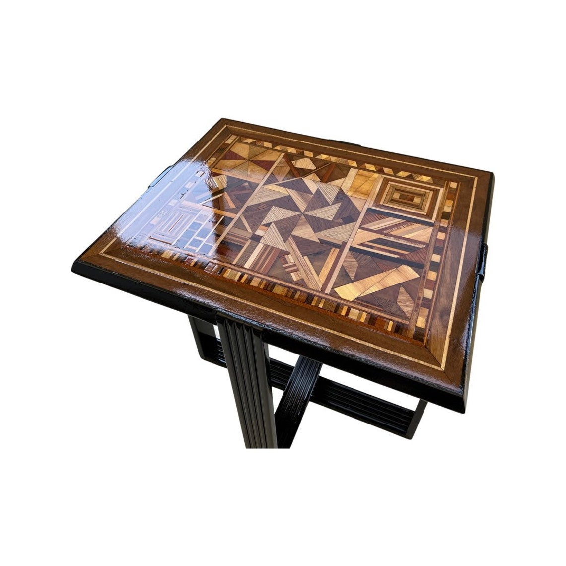 Vintage Art Deco Marquetry Inlay Wood Table Prison Tramp Art - Etsy