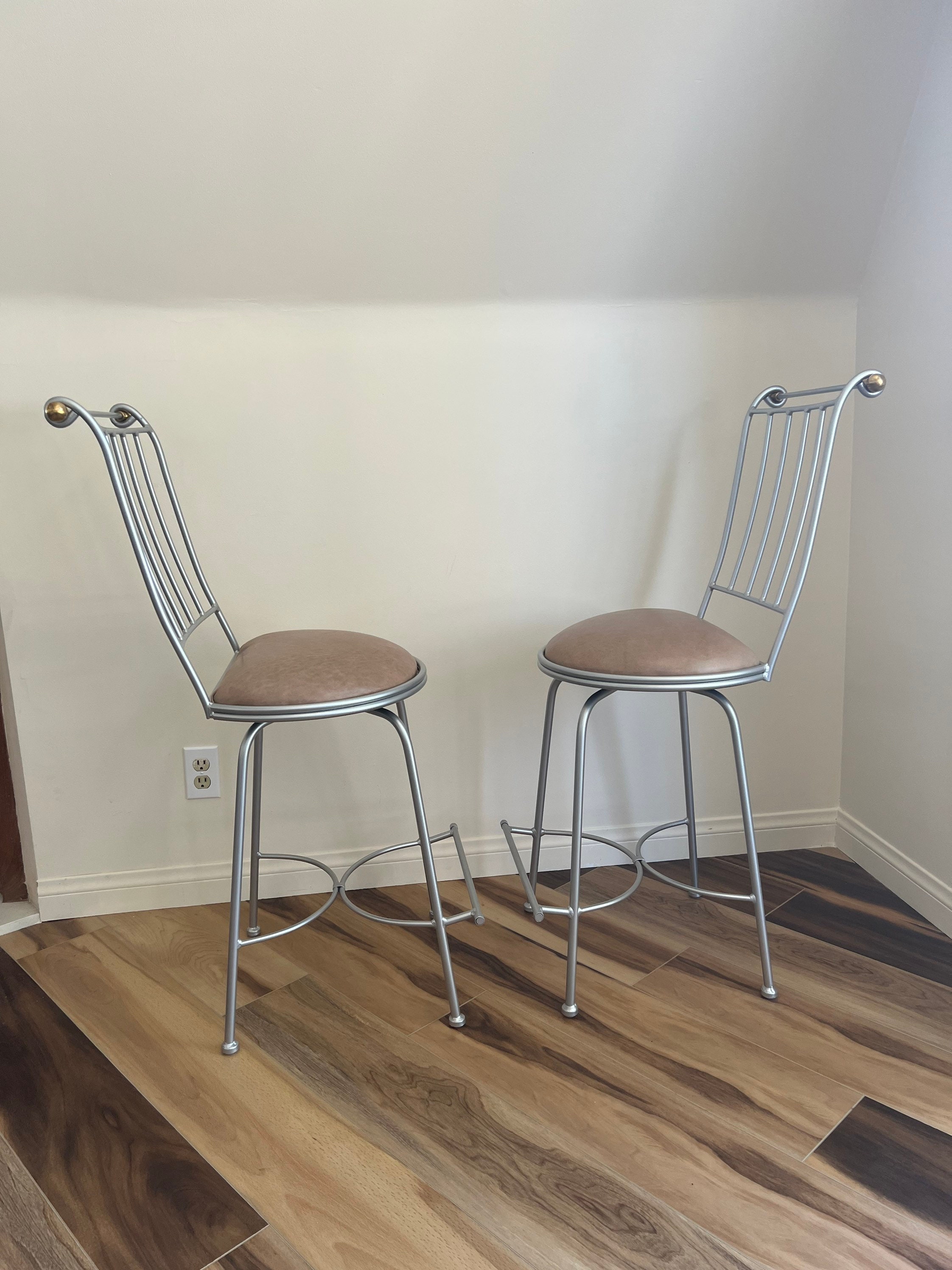 Mid Century Modern Charleston Forge Pair Barstools Swivel Barstools ...