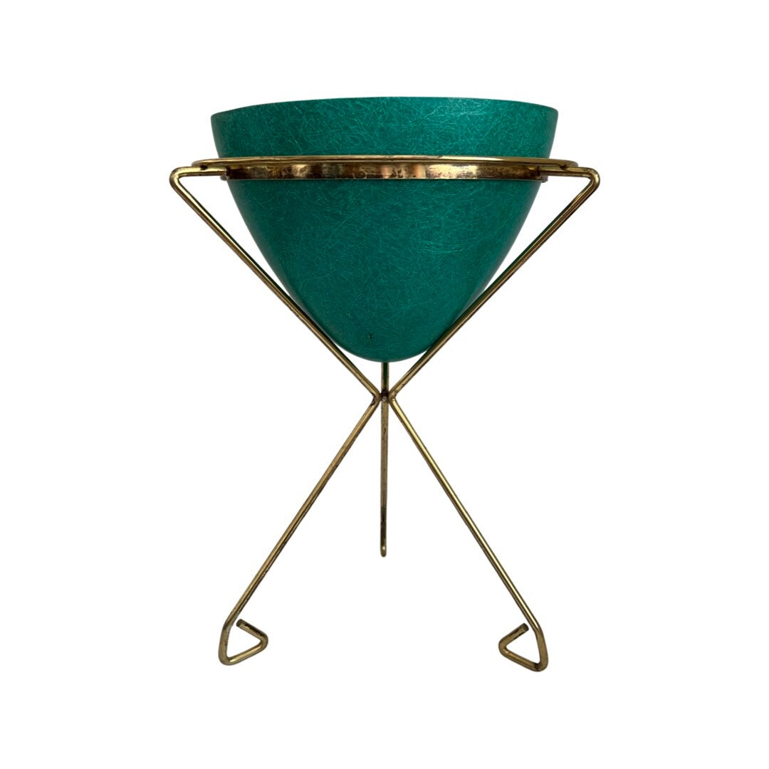 Vintage Mid Century Modern 1950s Turquoise Fiberglass Bullet Planter ...
