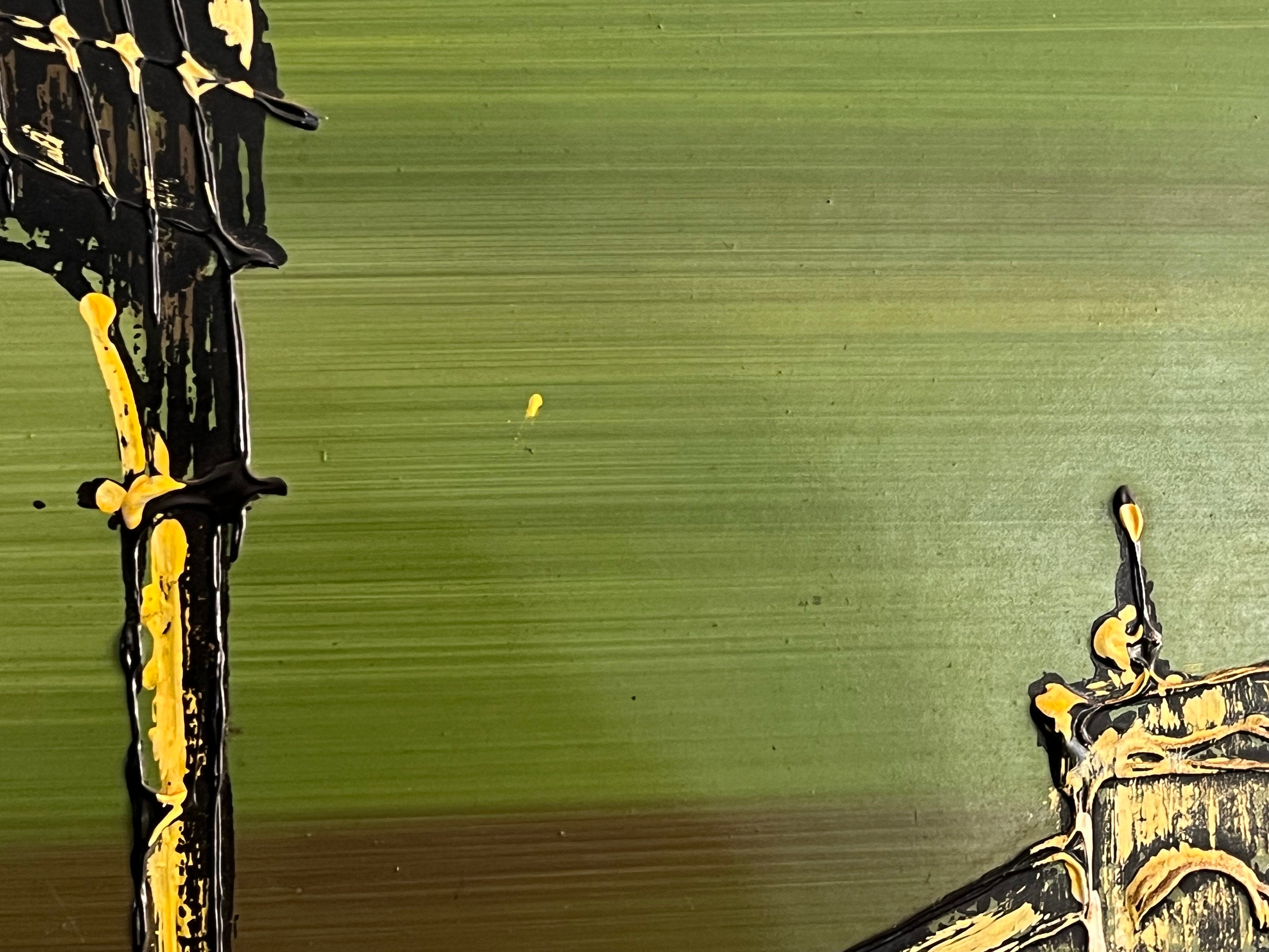 Mid Century Modern Drip Art Signed Nichole Oil Painting on Board Greek ...