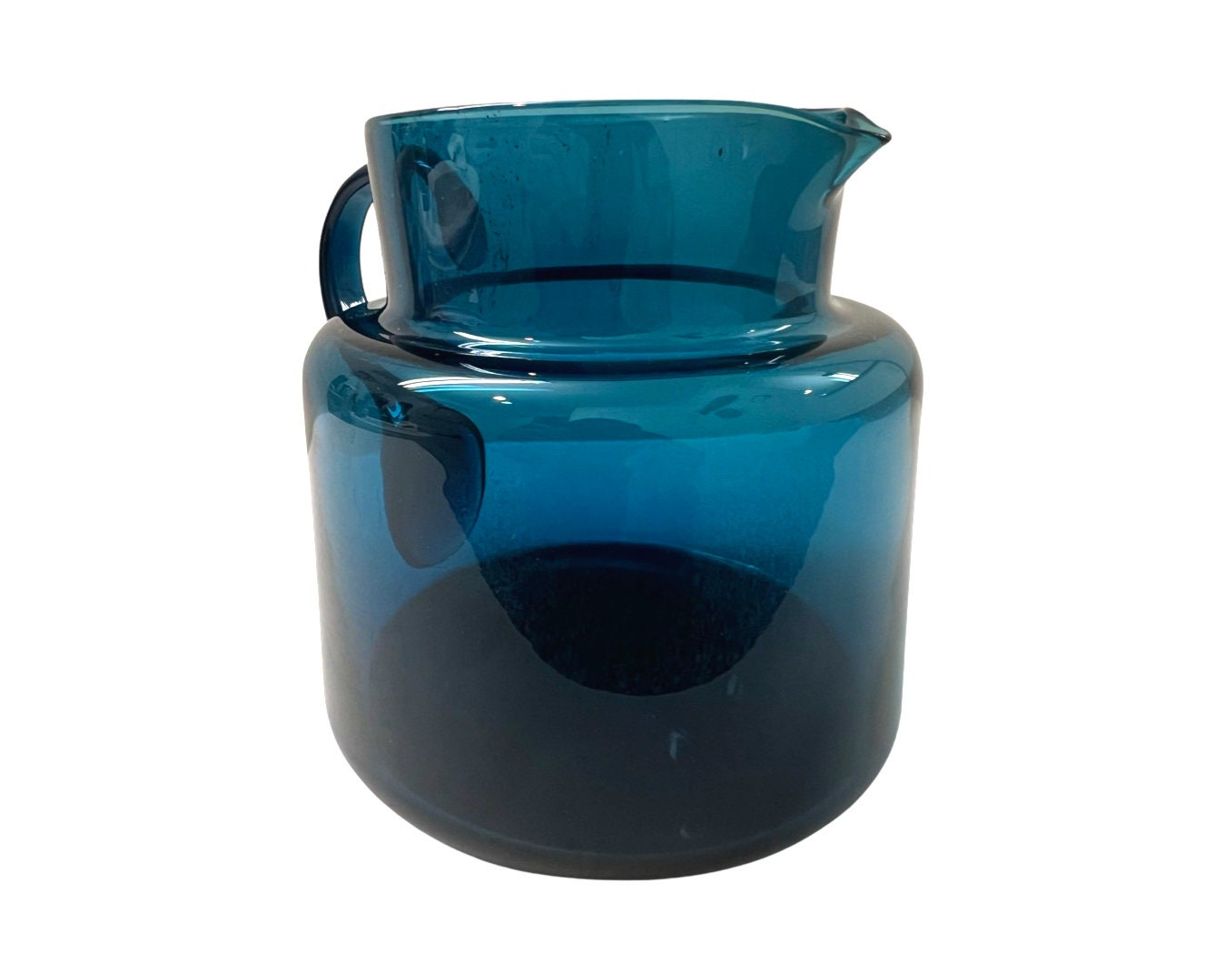 Vintage Mid Century Modern Blue Carafe Glass Pitcher - Etsy