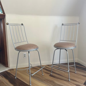 Mid Century Modern Charleston Forge Pair Barstools Swivel Barstools ...