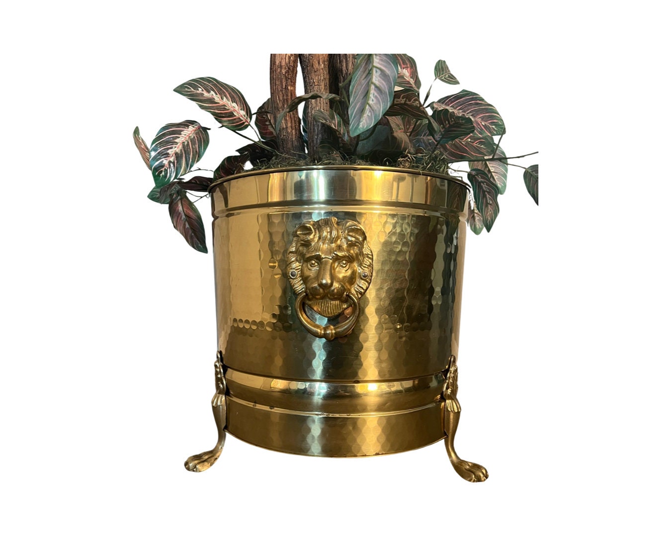 Vintage Mid Century Modern Regency Brass Footed Lion Head Planter ...