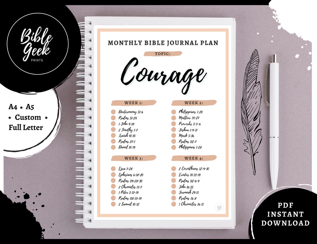 Monthly Bible Journal Plan | Courage | PDF | Instant Download ...