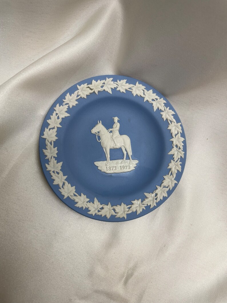 Wedgwood Jasperware Blue Western Themed Circular Trinket Dish 1973 ...