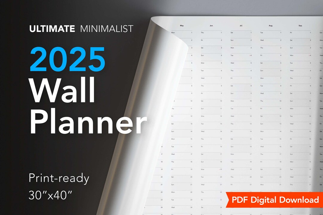 Print-ready 2025 Minimalist Wall Planner | Calendar | Digital Download ...