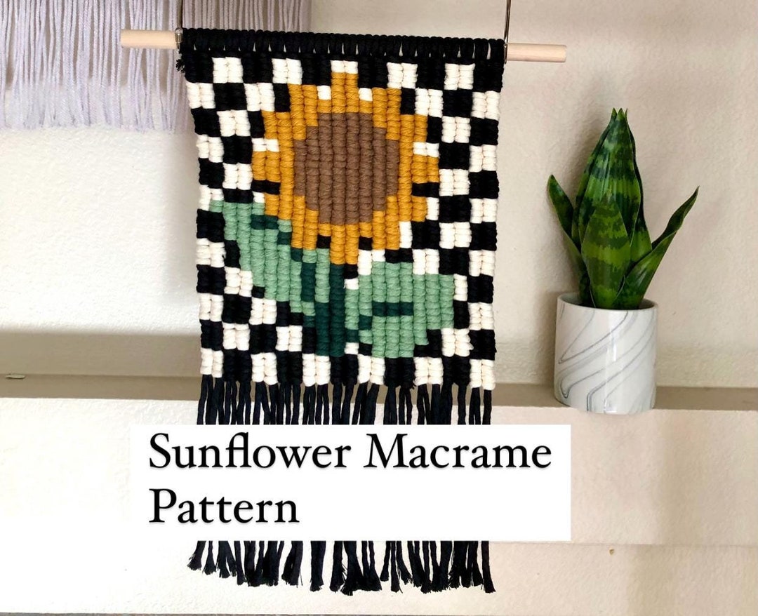 Checkered Sunflower Macrame Pattern, Macrame Tutorial, Diy Crafts - Etsy