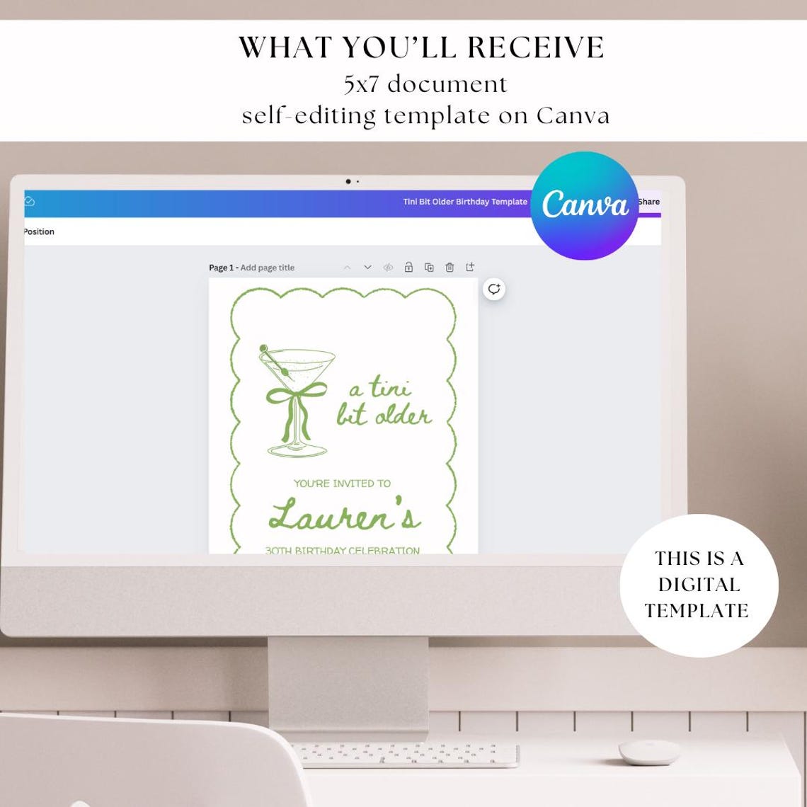 A Tini Bit Older Birthday Invitation, Custom Digital Template, Tini Bit ...