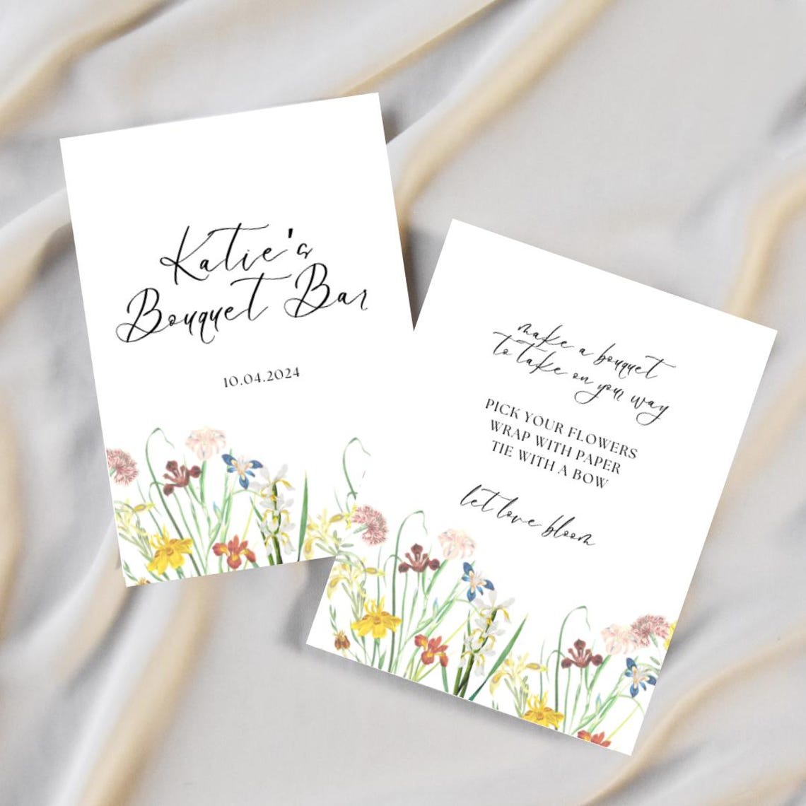 Bouquet Bar Sign Template Editable Canva | Bridal Shower Flower Bar ...