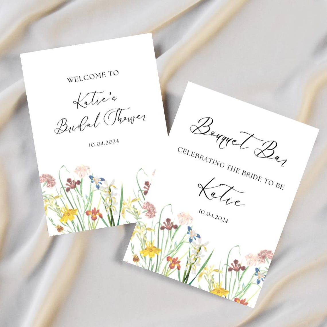 Bouquet Bar Sign Template Editable Canva | Bridal Shower Flower Bar ...