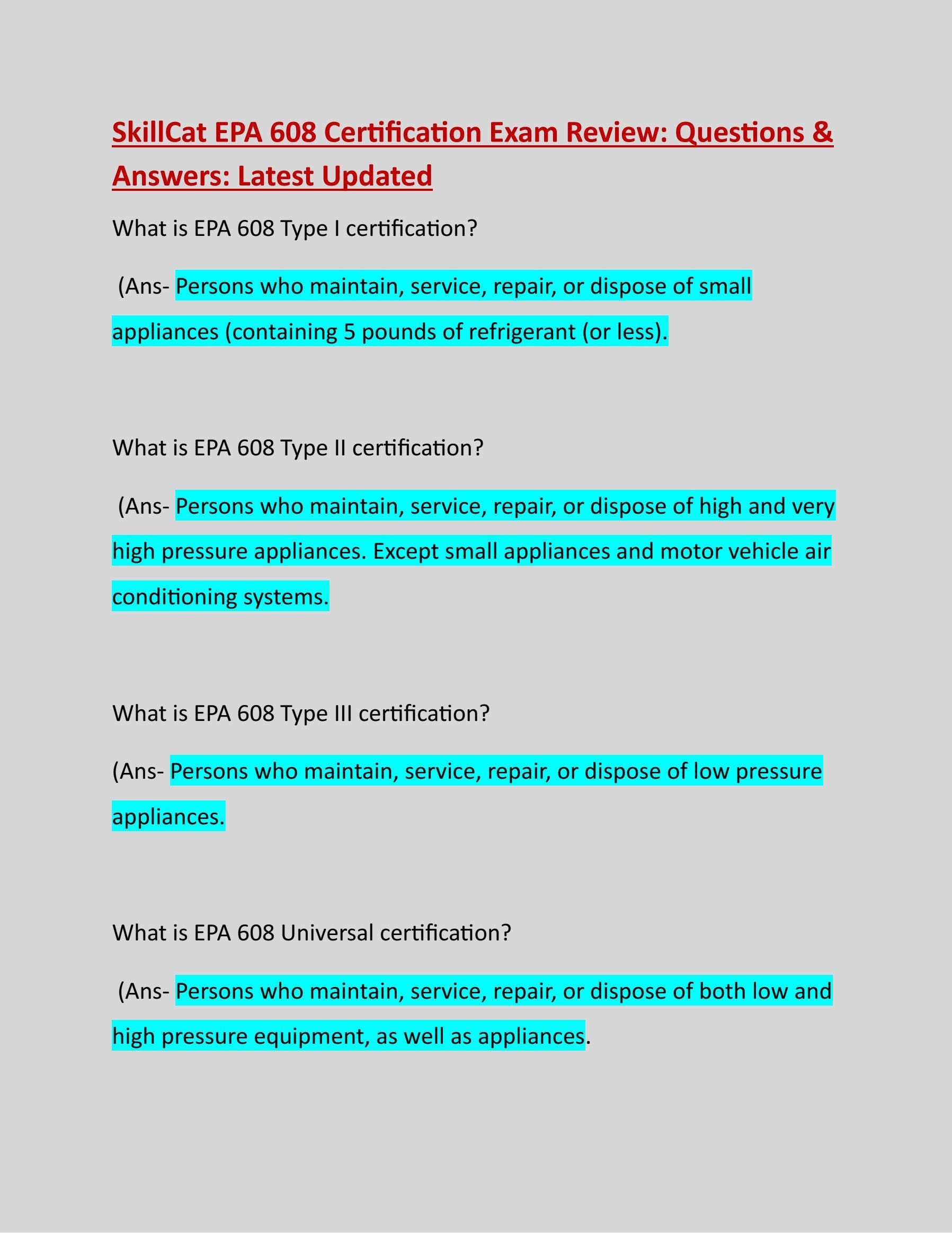 Skillcat EPA 608 Certification Exam Review - Etsy