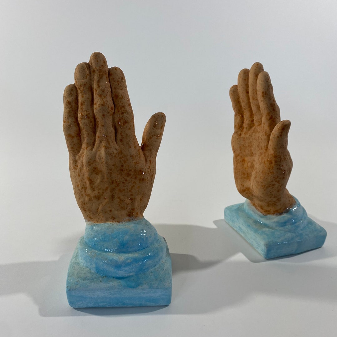 Vintage Hand Sculptures 1990 Ceramic Realistic Hands Art Odd Decor ...