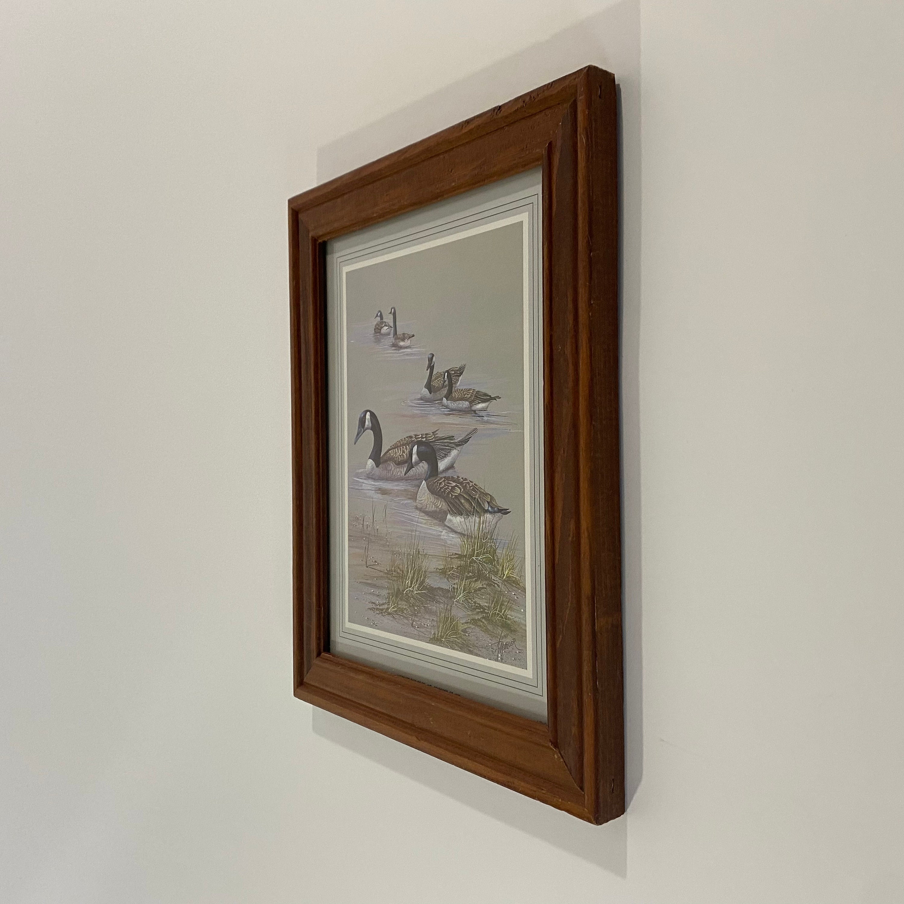 1985 Anni Moller Canadian Geese Art Print Framed Canada Goose Duck ...