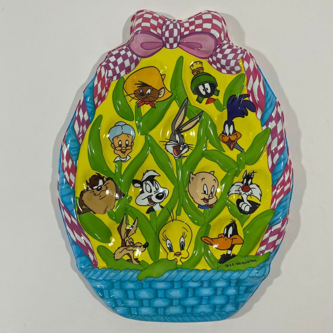 Vintage Looney Tunes 1998 Easter Egg Tray Hard Plastic Basket Warner ...