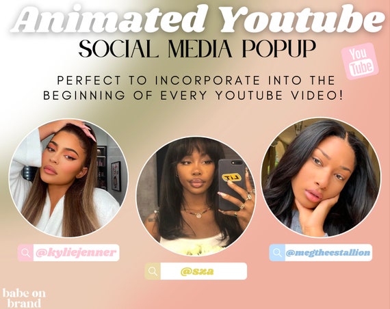 Animated Social Media Popup for Youtube Video Personalized | Etsy