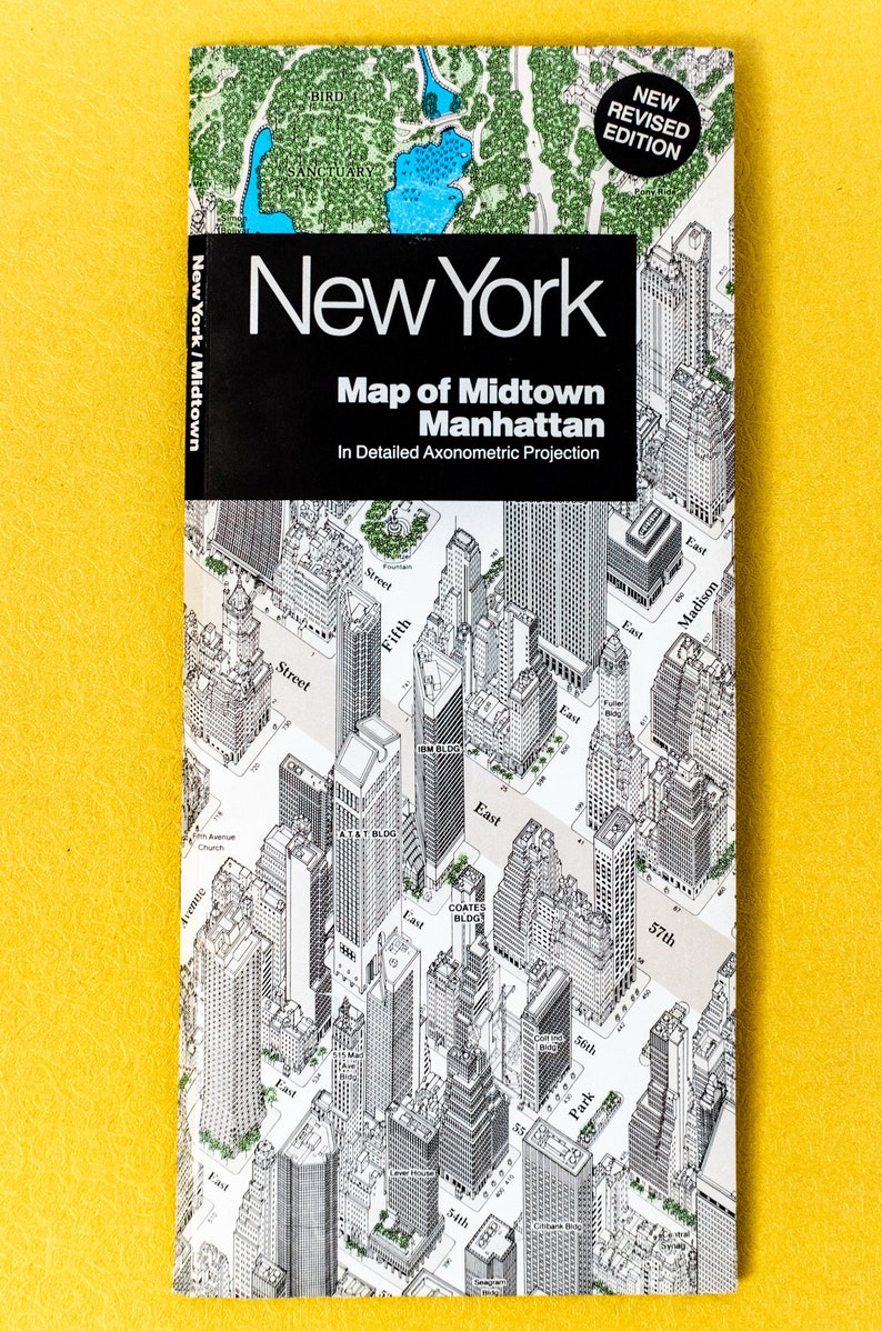 NEW YORK City Map of Manhattan 1985 Isometric Anderson's Original ...