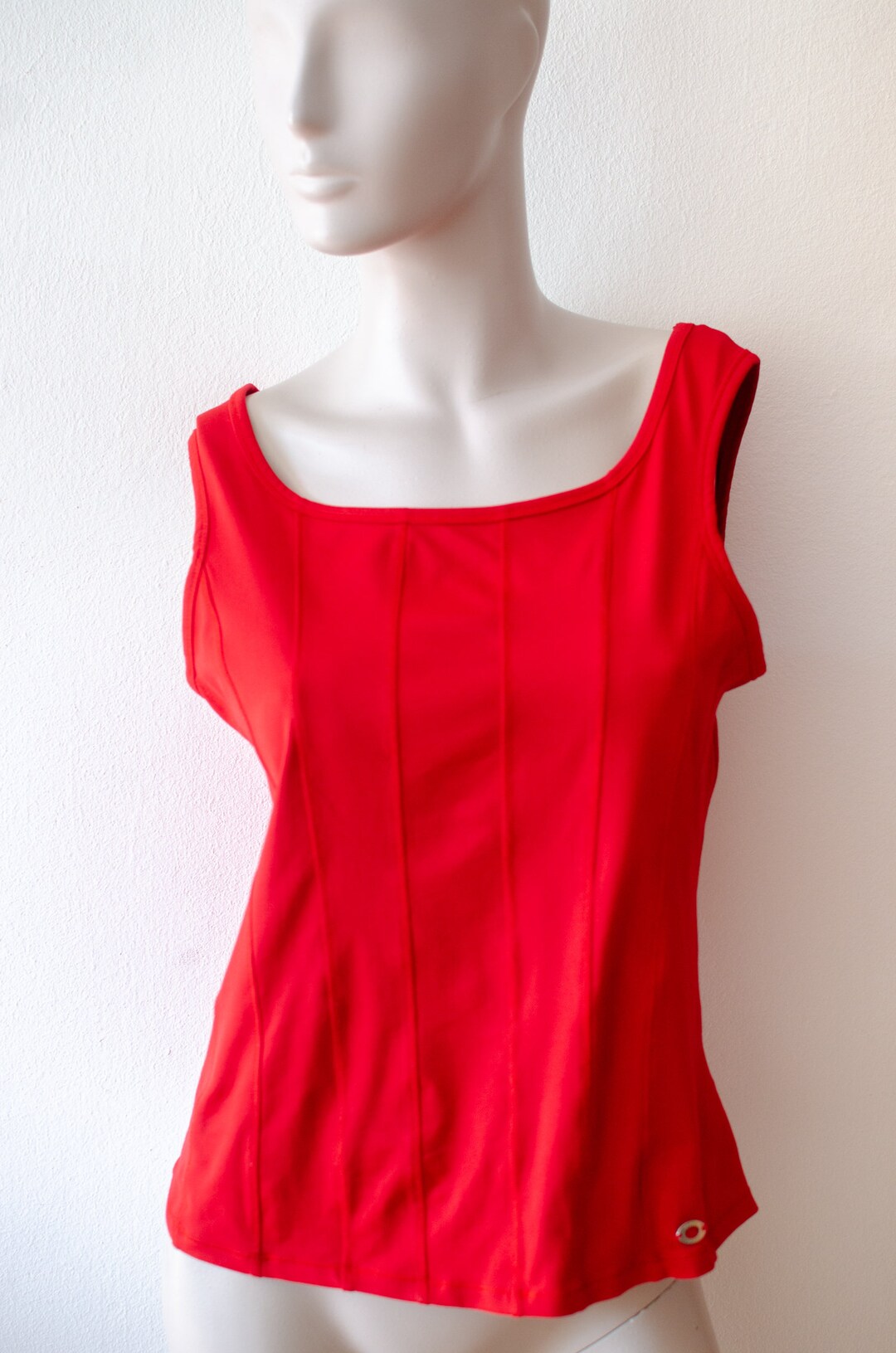 90's Stretch Top Bright Red Sleeveless Tank Top Blouse - Etsy