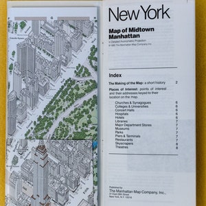 NEW YORK City Map of Manhattan 1985 Isometric Anderson's Original ...
