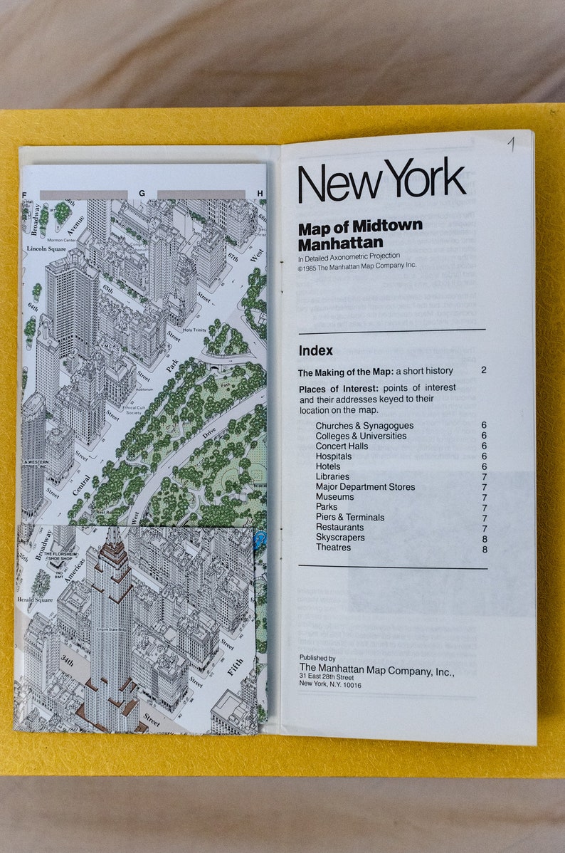 NEW YORK City Map of Manhattan 1985 Isometric Anderson's Original ...
