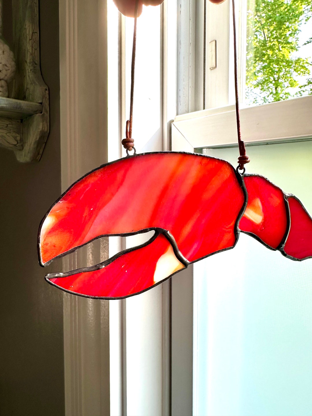 Handcrafted Stained Glass Lobster Claw - Nautical Window Art - Unique ...