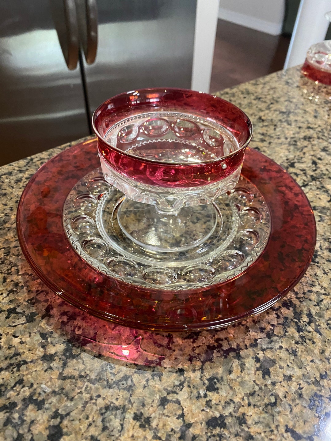 Vintage Tiffin Franciscan Ruby Flash Champagne Dessert Goblet Kings ...