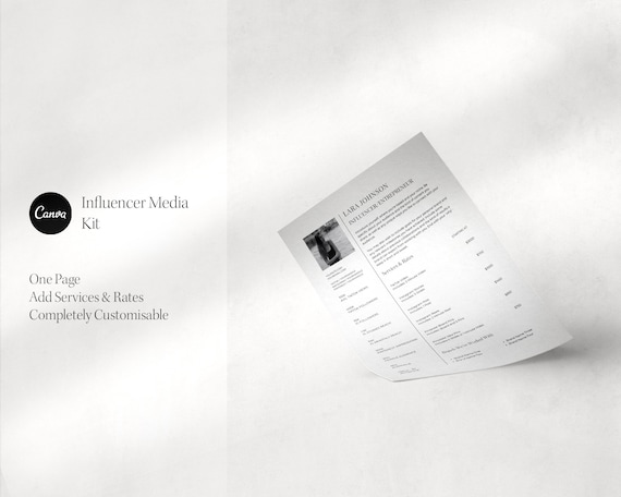 Influencer Media Kit & Rate Card Template Minimalist One - Etsy