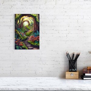 Mystical Fantasy Forest, Magical Forest Clearing Art Print, Hand ...