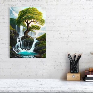 Magical Waterfall, Majestic Tree, Arts Print, Wall Decor, Avatar Water ...
