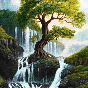Magical Waterfall, Majestic Tree, Arts Print, Wall Decor, Avatar Water ...