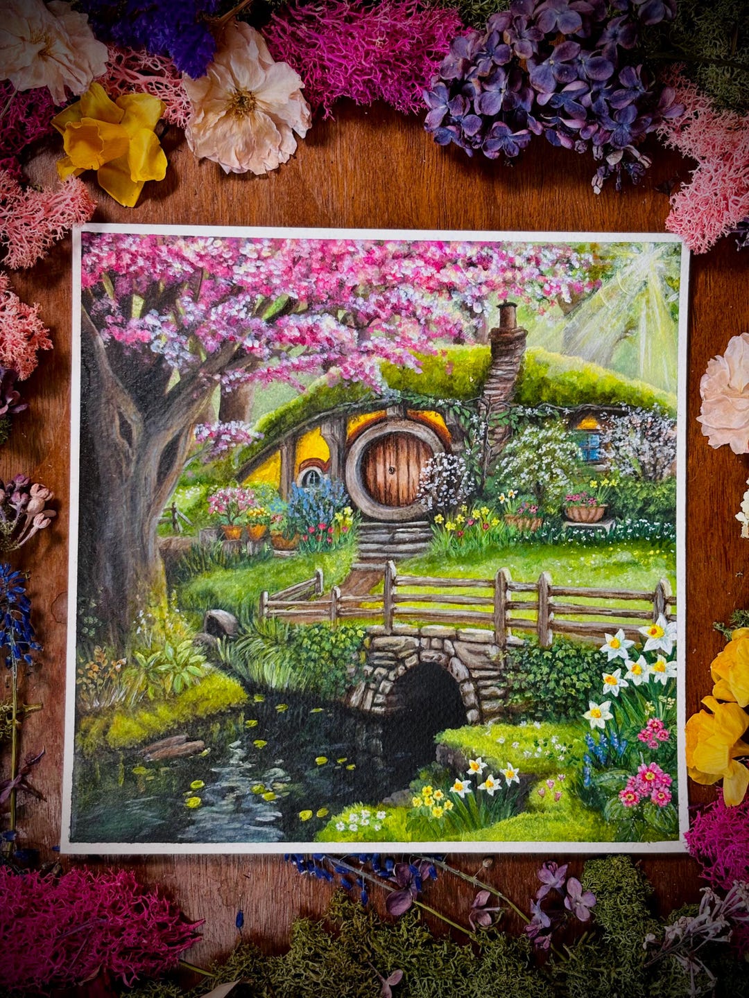 Hobbit House Wall Art, Art Print, Hobbit Hole Wall Decor, Springtime ...