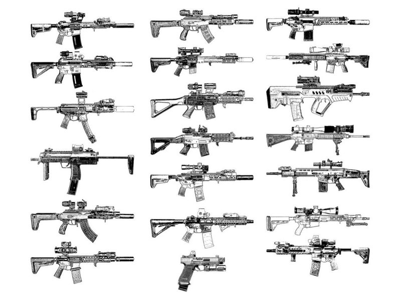 Rifles Silhouette Vector Art 2 - Etsy
