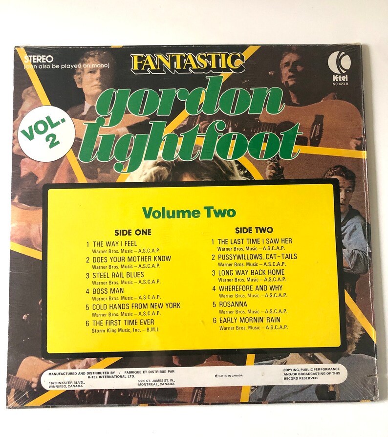SEALED Gordon Lightfoot FANTASTIC VOL 2 70s Vinyl Mint - Etsy