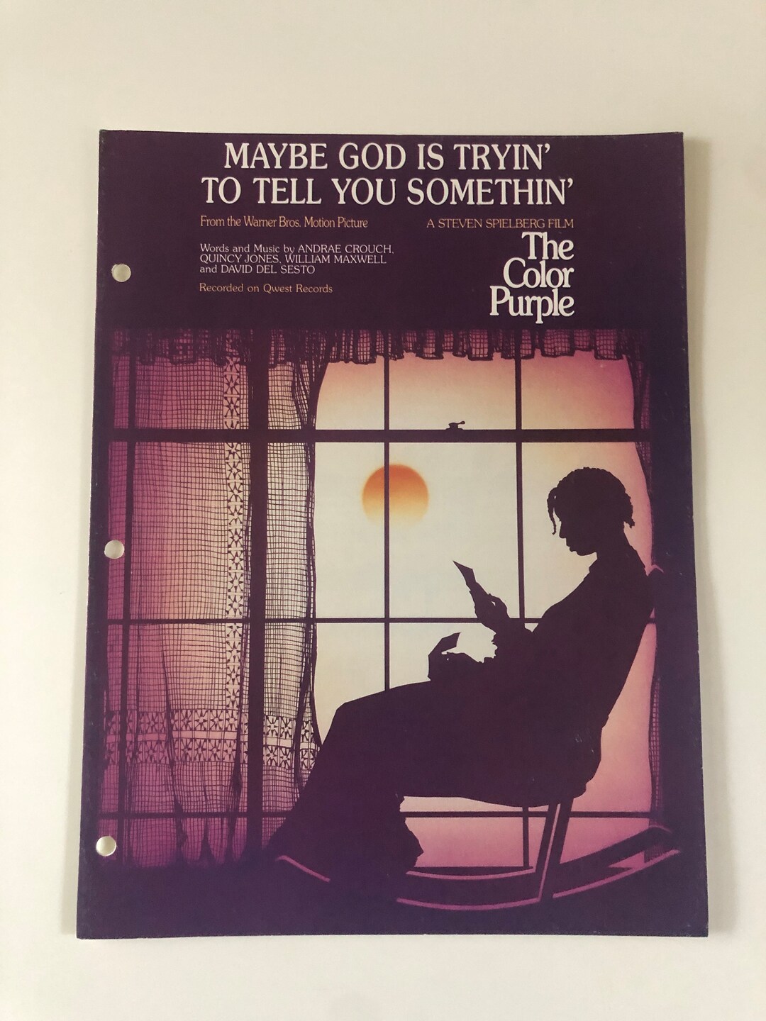 The Color Purple 1986 Song Sheet Music Quincy Jones Steven Spielberg ...