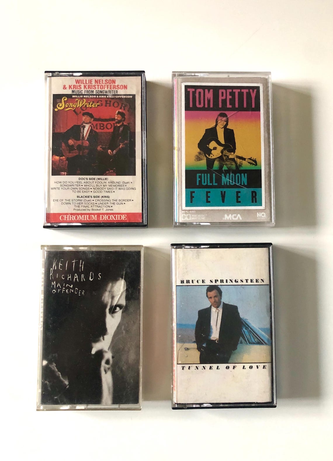 4 Vintage Cassettes Tom Petty/bruce Springsteen/keith Richards/willie ...